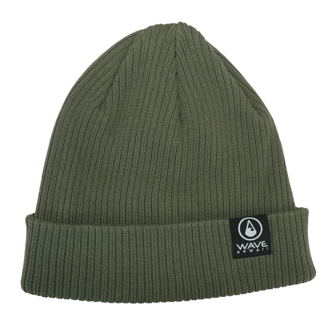Beanie Bio Cotton Green Olive | WAVE HAWAII